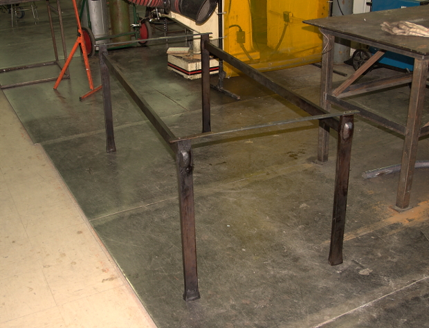 Patio table, steel structure with wooden table top | LumberJocks ...